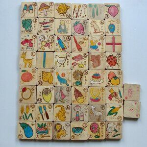 Toys | Vintage Japanese Hiragana Alphabet Tiles Wooden Blocks 5 ...